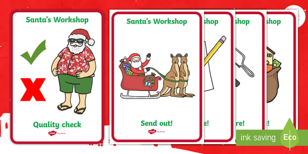 Australia Santas Workshop Roleplay Display Posters - Twinkl