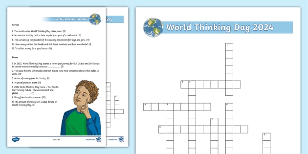 KS2 World Thinking Day Crossword - Twinkl