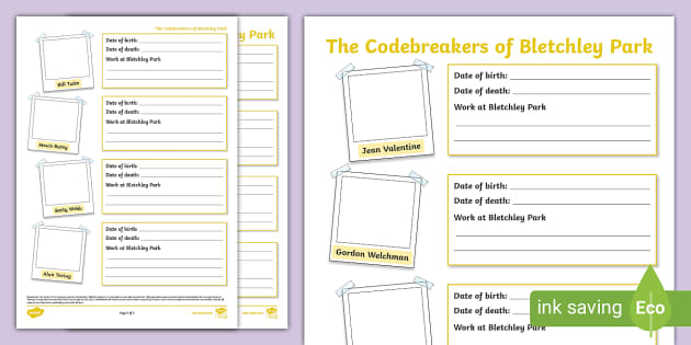 Codebreakers of Bletchley Park Fact File Template,Codebreakers
