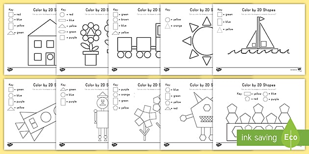 Color by 2D Shapes Activity Pack (teacher made)