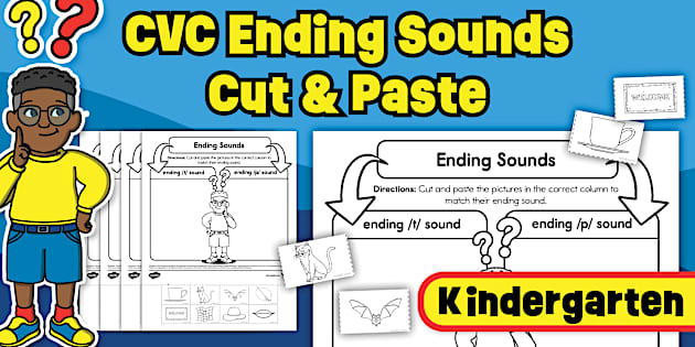 Kindergarten CVC Words: Ending Sounds Picture Sorting for Phonemic ...