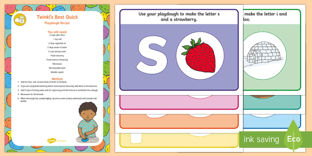 Phase 2 Phonics Modelling Dough Recipe and Mat Pack - Twinkl