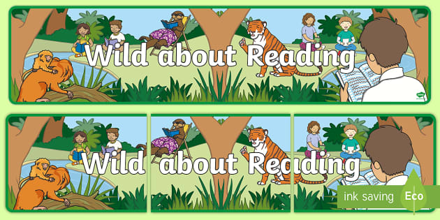 * NEW * Wild about Reading Display Banner - wild animal, animal print