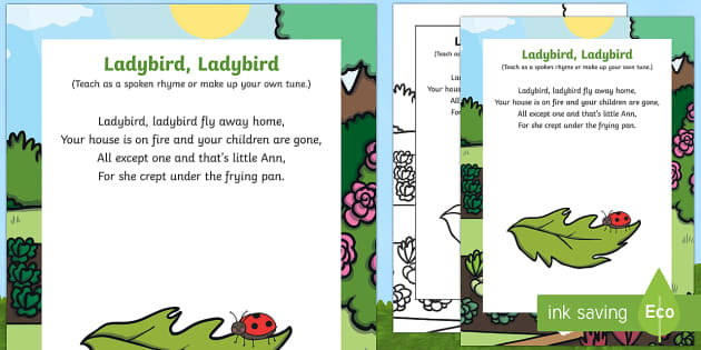 Ladybird, Ladybird Rhyme Poster -minibeasts, bugs, insects, beetles,
