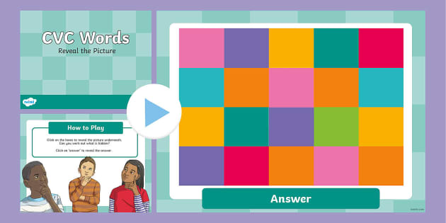 CVC Words Reveal the Picture PowerPoint (Teacher-Made)