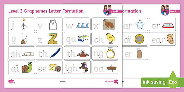 Level / Phase 3 Graphemes Letter Formation - EYFS Phonics