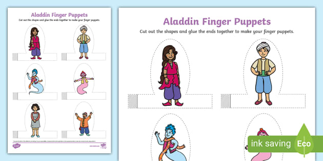 Aladdin Finger Puppets (teacher made) - Twinkl