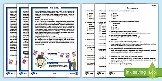 UKS2 VE Day Reading Comprehension (teacher made)