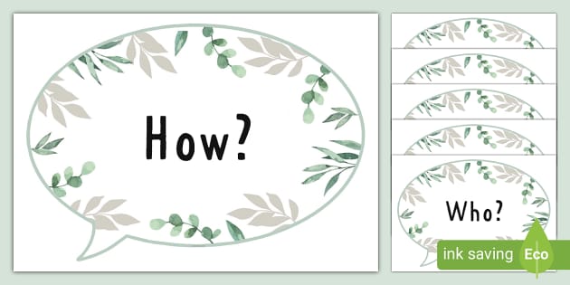 Botanical-Themed Question Words Display Posters - Twinkl