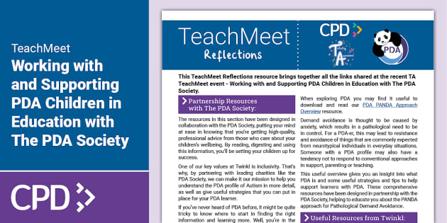 FREE! - TeachMeet Reflections - Working With and Supporting PDA Children in FREE! - TeachMeet Reflections - Working With and Supporting PDA Children in