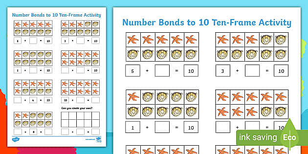 👉 Number Bonds to 10 Under the Sea Ten-Frame Activity