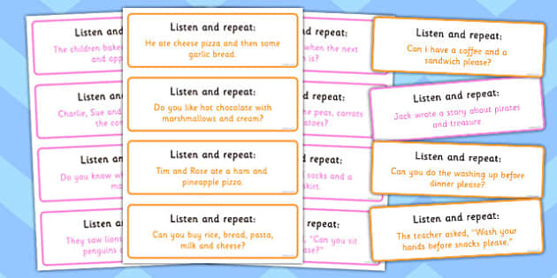 Listen and Repeat - 8-9 Word Length Sentence Cards_Set 2 - cards