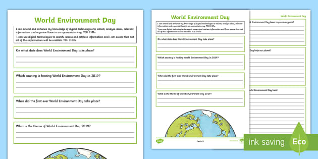 World Environment Day Fact File Research Activity