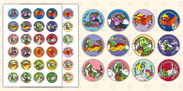 Halloween Dinosaurs | Reward Stickers | Rainbow Colours
