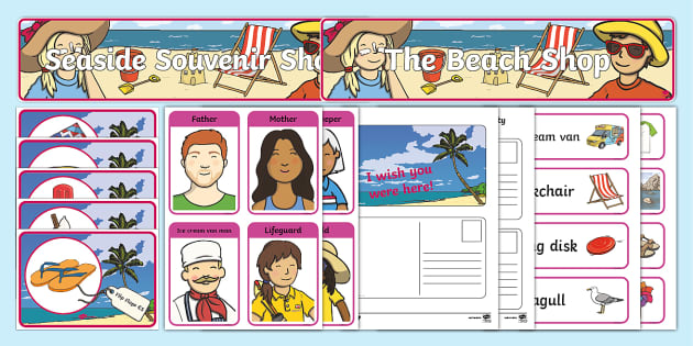 The Beach Shop Aistear Display Pack (teacher made) - Twinkl