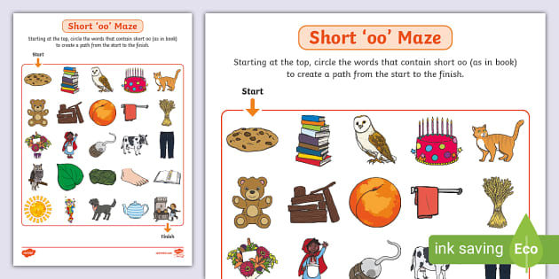 Short 'oo' Phonics Maze (profesor hizo) - Twinkl