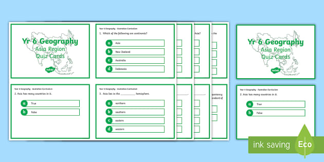 Asian Region Quiz Cards (teacher made) - Twinkl