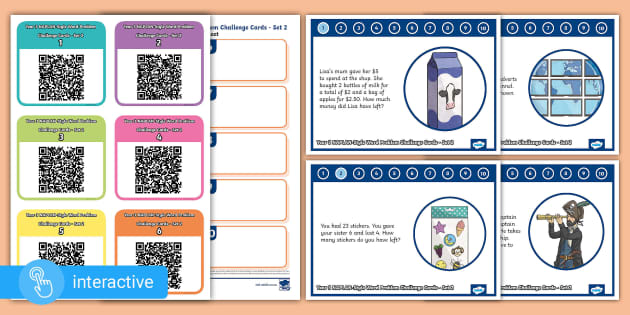 Year 3 NAPLAN-Style Word Problem Cards with QR Codes - Set 2