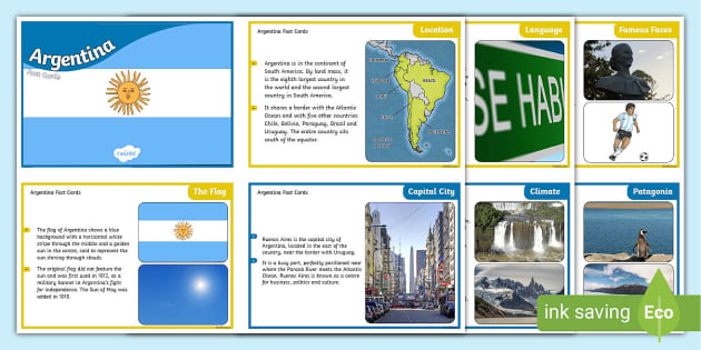 KS2 Argentina Fact Cards (teacher made) - Twinkl