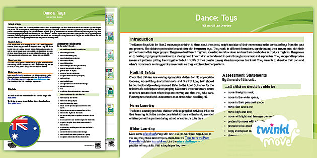 FREE! - Move PE Year 2 Dance: Toys Unit Overview - Twinkl