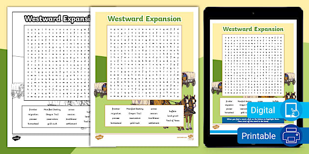 Westward Expansion Word Search for 6th-8th Grade - Twinkl
