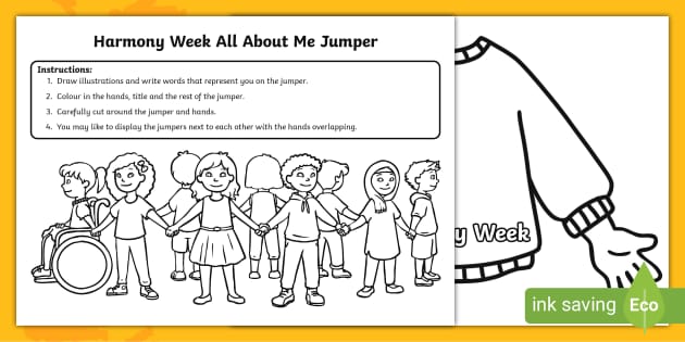 Harmony Week All About Me Jumper (teacher made) - Twinkl