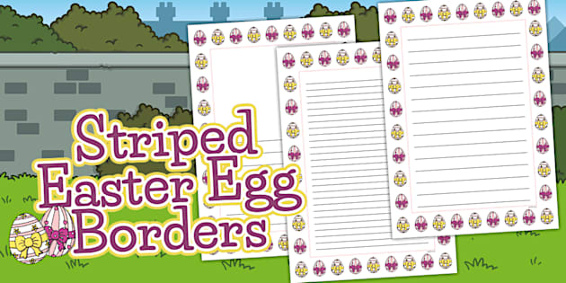 Striped Easter Egg Portrait Page Borders