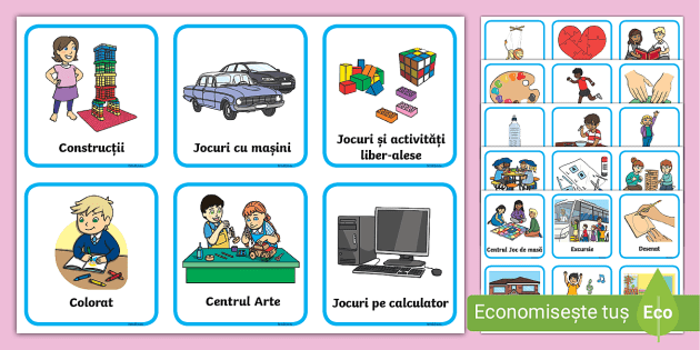 O zi cu activități la grădiniță – Cartonașe cu imagini