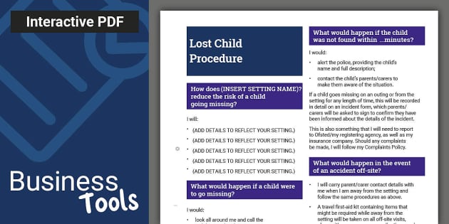 Lost Child Procedure for Childminders (Teacher-Made)