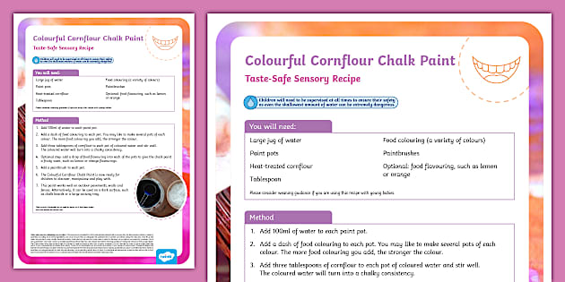 Taste-Safe Colourful Cornflour Chalk Paint Sensory Recipe