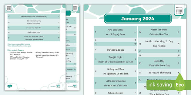 Teacher Planner: What's Happening in January? (Teacher-Made)