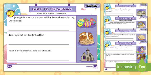 LKS2 Easter Fix the Sentence Activity Mat Pack - Twinkl
