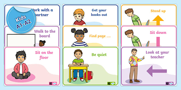 Classroom Instruction Posters for ESL Classrooms [Kids, A1-A2]