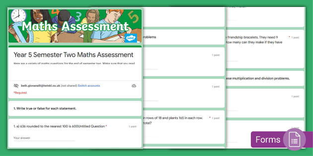 Year 5 Semester Two Maths Assessment Google Form - Twinkl