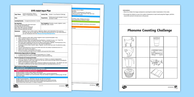 EYFS Builder's Tray Phoneme Challenge Adult Input Plan and Resource Pack