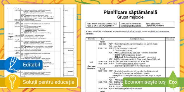 FREE! - La mulți ani, România! – Planificare săpt. grupa mijlocie