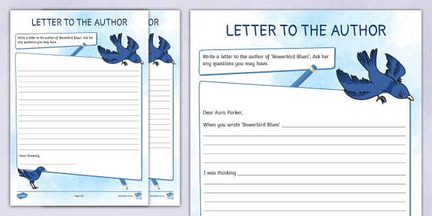 ‘Bowerbird Blues’ Letter to the Author Activity - English