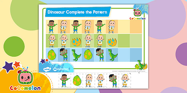 FREE CoComelon: Dinosaur Complete the Pattern Activity
