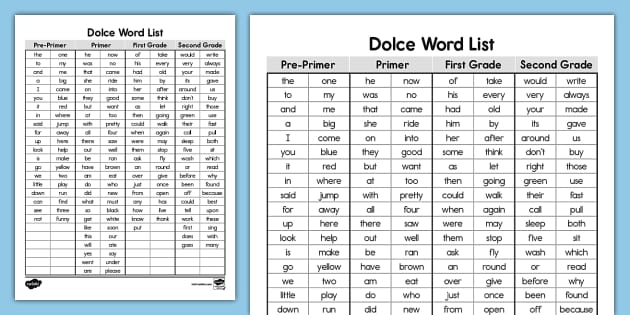 FREE Dolch Words List - Twinkl - CA (teacher made) - Twinkl