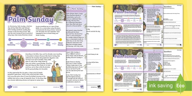 UKS2 Palm Sunday Differentiated Reading Comprehension Activity