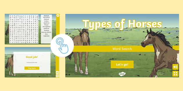 Type of Horses Word Search | Interactive Resource | Twinkl