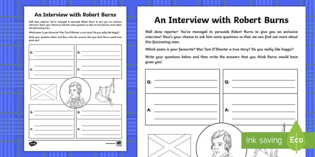 An Interview with Robert Burns Writing Worksheet / Worksheet