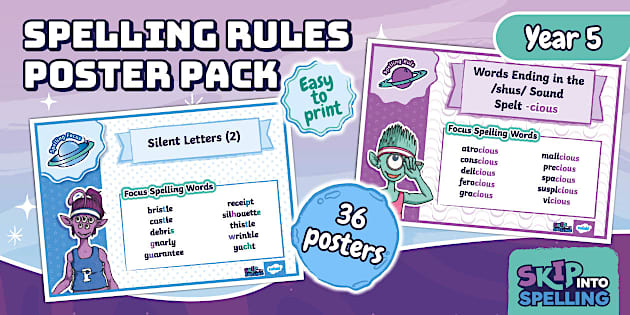 Skip Into Spelling - Y5 Spelling Rules Poster Pack