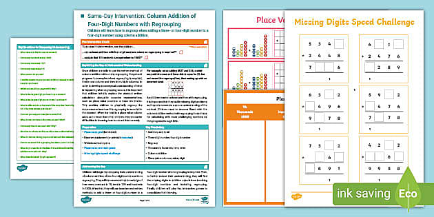 Y4 SDI Column Addition Of 4 Digit Numbers With Regrouping Y4 SDI Column Addition Of 4 Digit Numbers With Regrouping