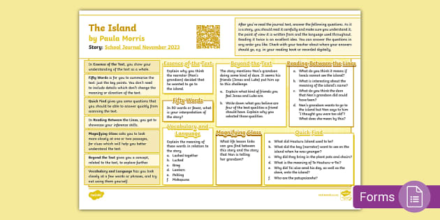 L4 November 2023 School Journal The Island Story Comprehension
