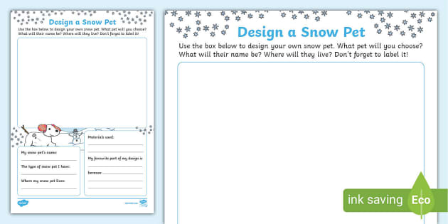 Design a Snow Pet Worksheet (Teacher-Made) - Twinkl