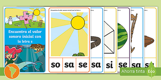Encuentra el valor sonoro inicial con la letra s- Guía de trabajo