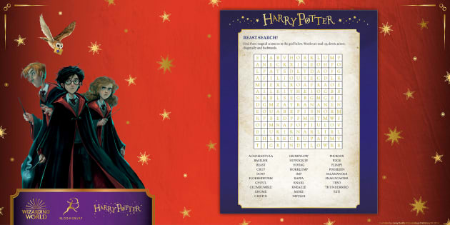 FREE! - Harry Potter: Magical Beast Word Search Worksheet Ages 7-11