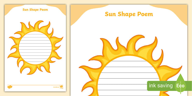 Sun Concrete Poem Template Shape Poetry KS1 Twinkl