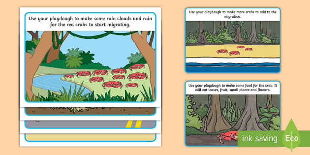 Christmas Island Crab Migration Playdough Mats - Twinkl
